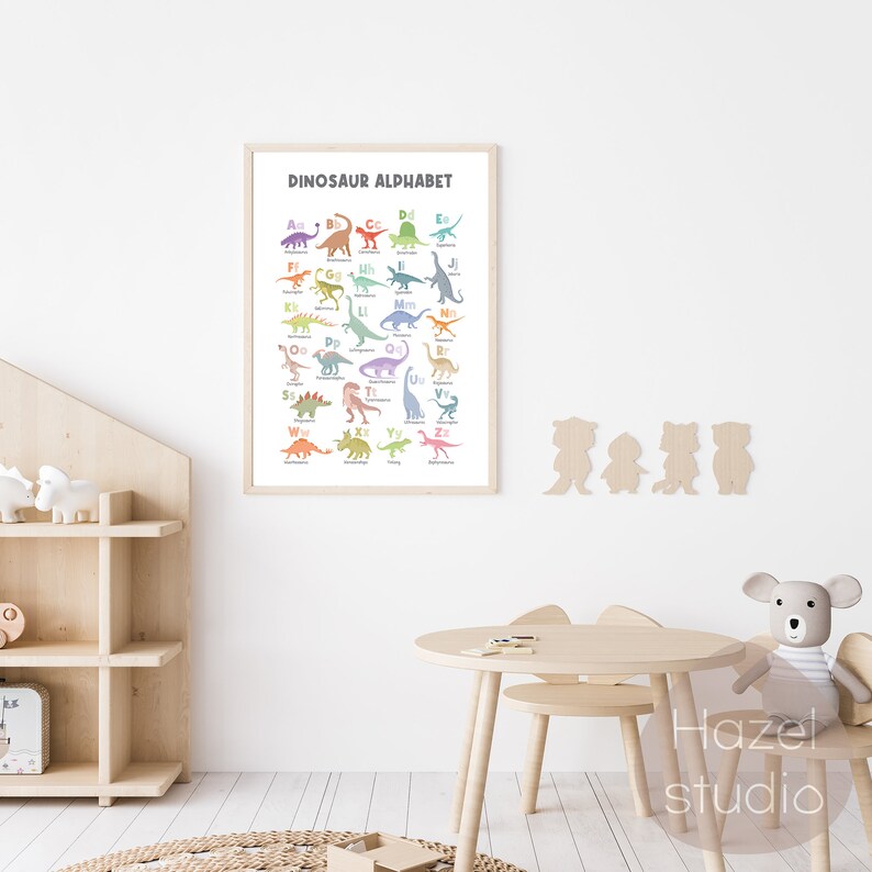 Dinosaur Alphabet Poster ABC Poster Montessori Rainbow - Etsy