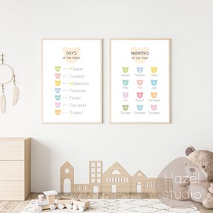 Classroom Posters Set of 2, Days of the Week, Months of the Year Poster ...