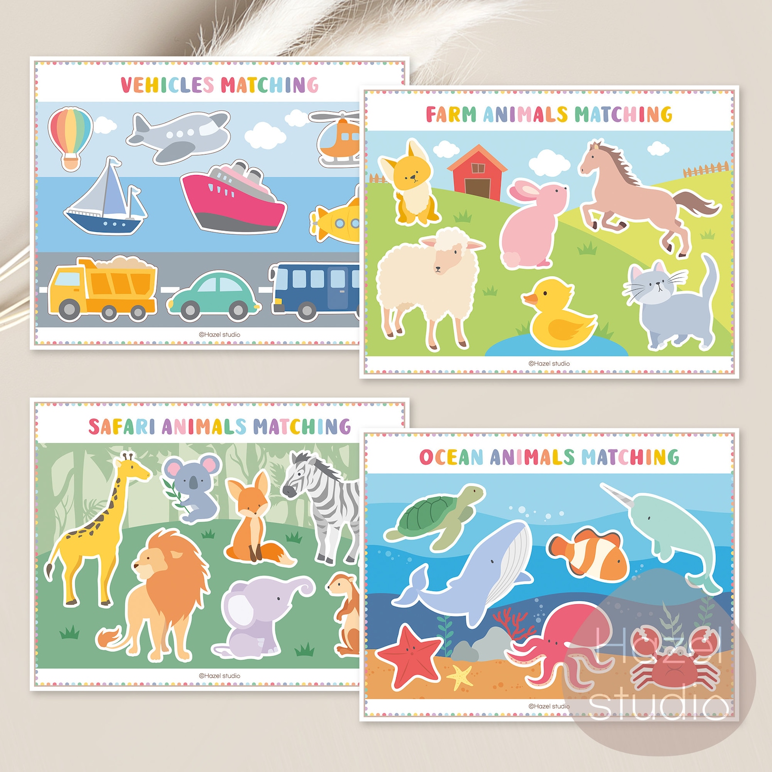 Shadow Matching Game Activity Animals Matching Vehicles - Etsy