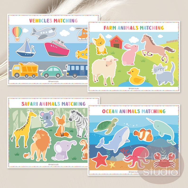 Shadow Matching Game Activity Animals Matching Vehicles - Etsy