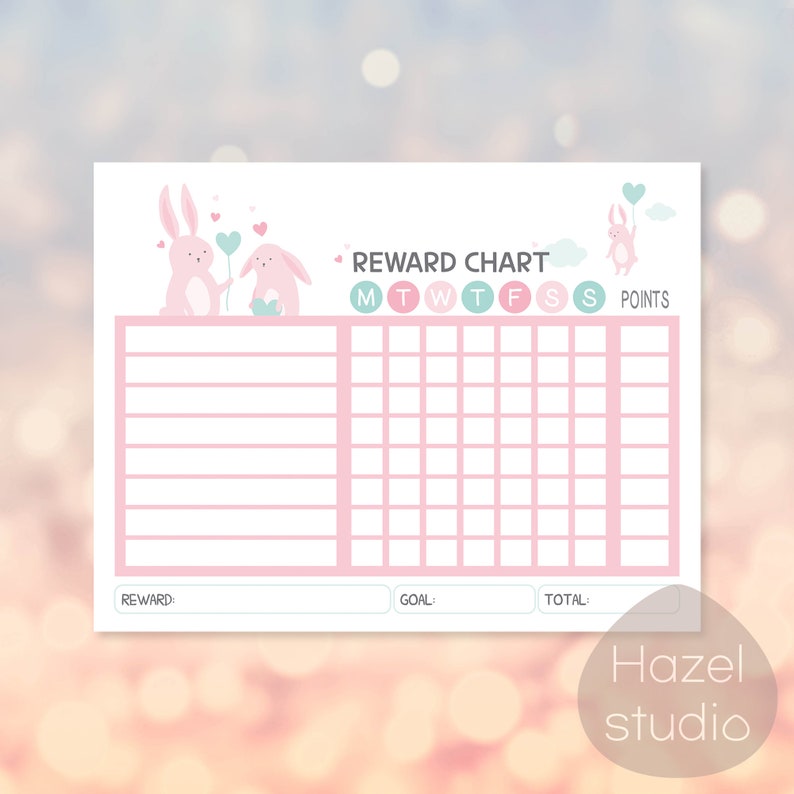 Bunny Reward Chart Rabbit Sticker Behavior Chart Weekly Kids - Etsy