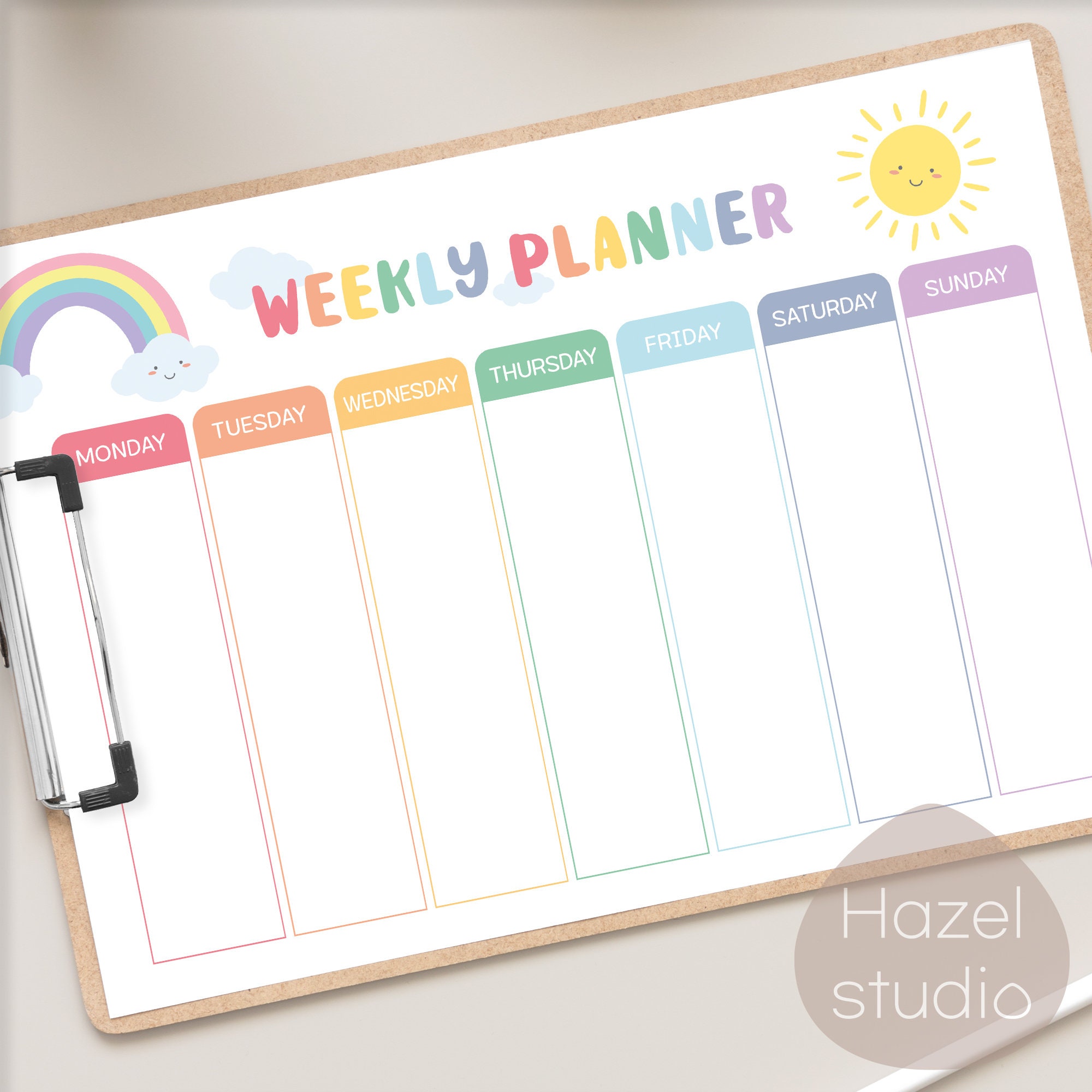 Kids Weekly Planner Rainbow Daily Planner Homeschool - Etsy
