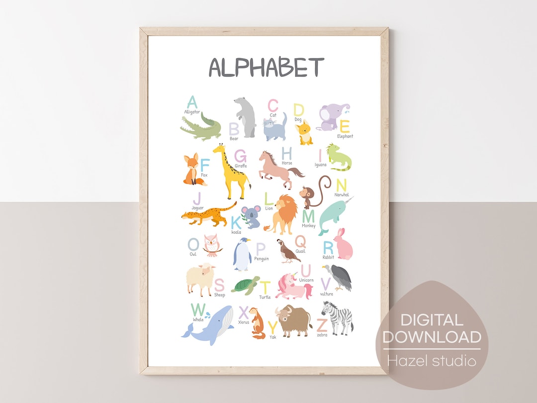 Animal Alphabet Poster, ABC Poster, Montessori, Rainbow Alphabet ...