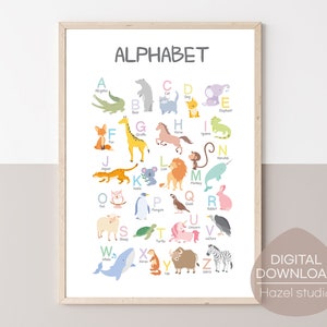 Animal Alphabet Poster, ABC Poster, Montessori, Rainbow Alphabet ...