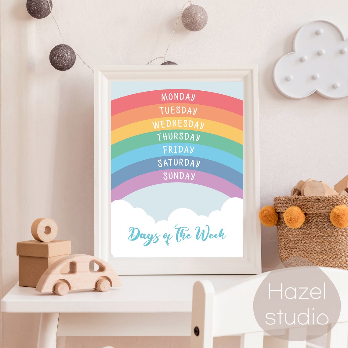 Days of the Week Poster Rainbow Print Montessori Homeschool - Etsy