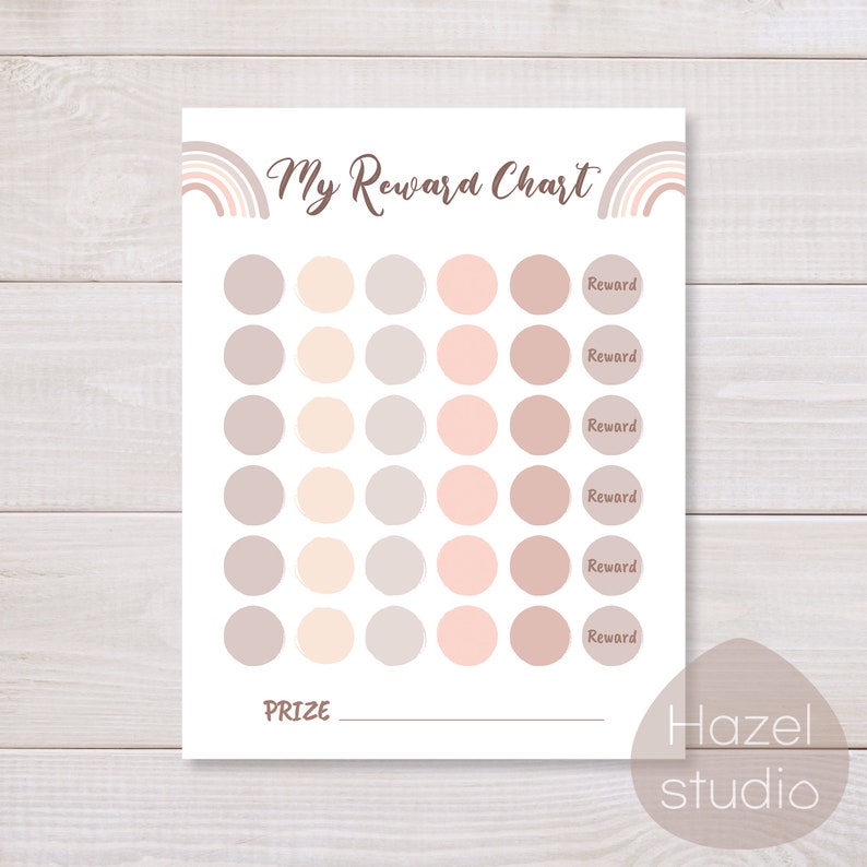 Rainbow Reward Chart Neutral Kids Behavior Chart Boho Chore | Etsy