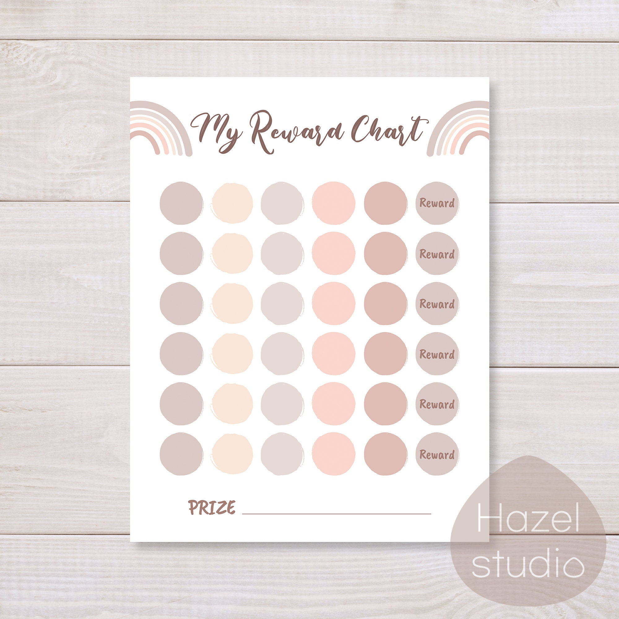 Rainbow Reward Chart Neutral Kids Behavior Chart Boho Chore - Etsy