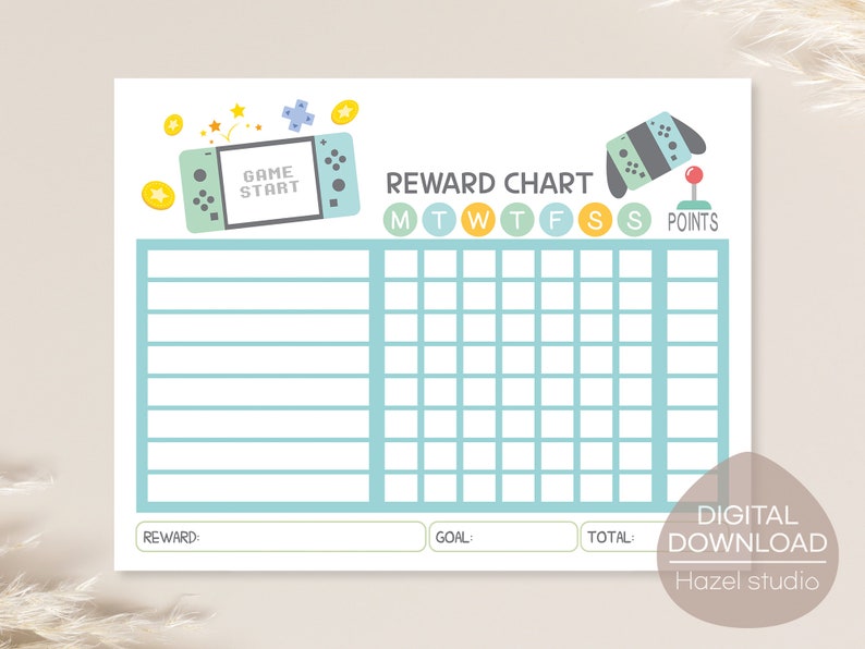 Boy Reward Chart Video Game Weekly Behavior Chart for Boy - Etsy