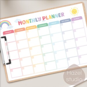 Kids Planner Bundle, Rainbow Planner Set, Weekly Planner, Monthly ...