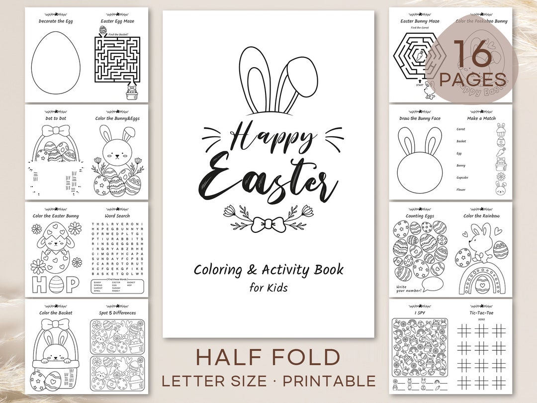 Easter Activity Book, Coloring&activity Book for Kids, Happy Easter ...