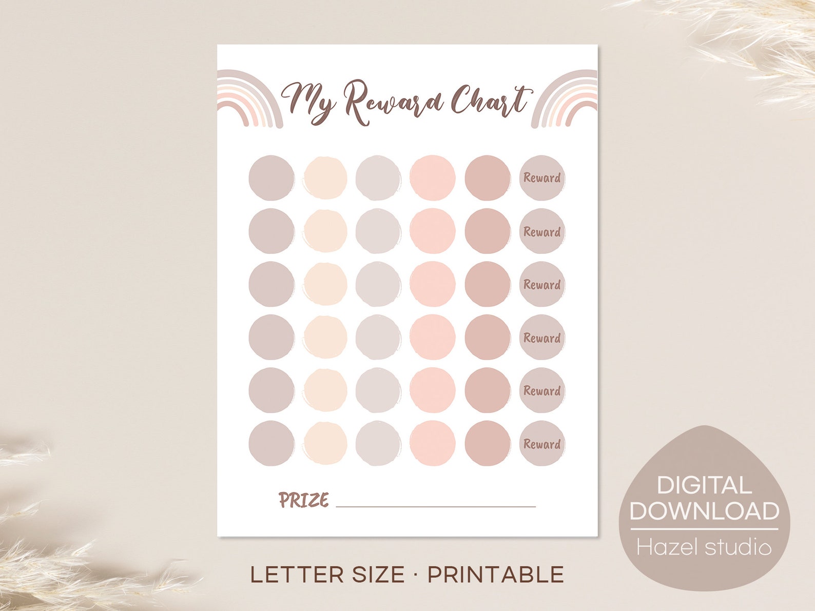 Rainbow Reward Chart Neutral Kids Behavior Chart Boho Chore - Etsy