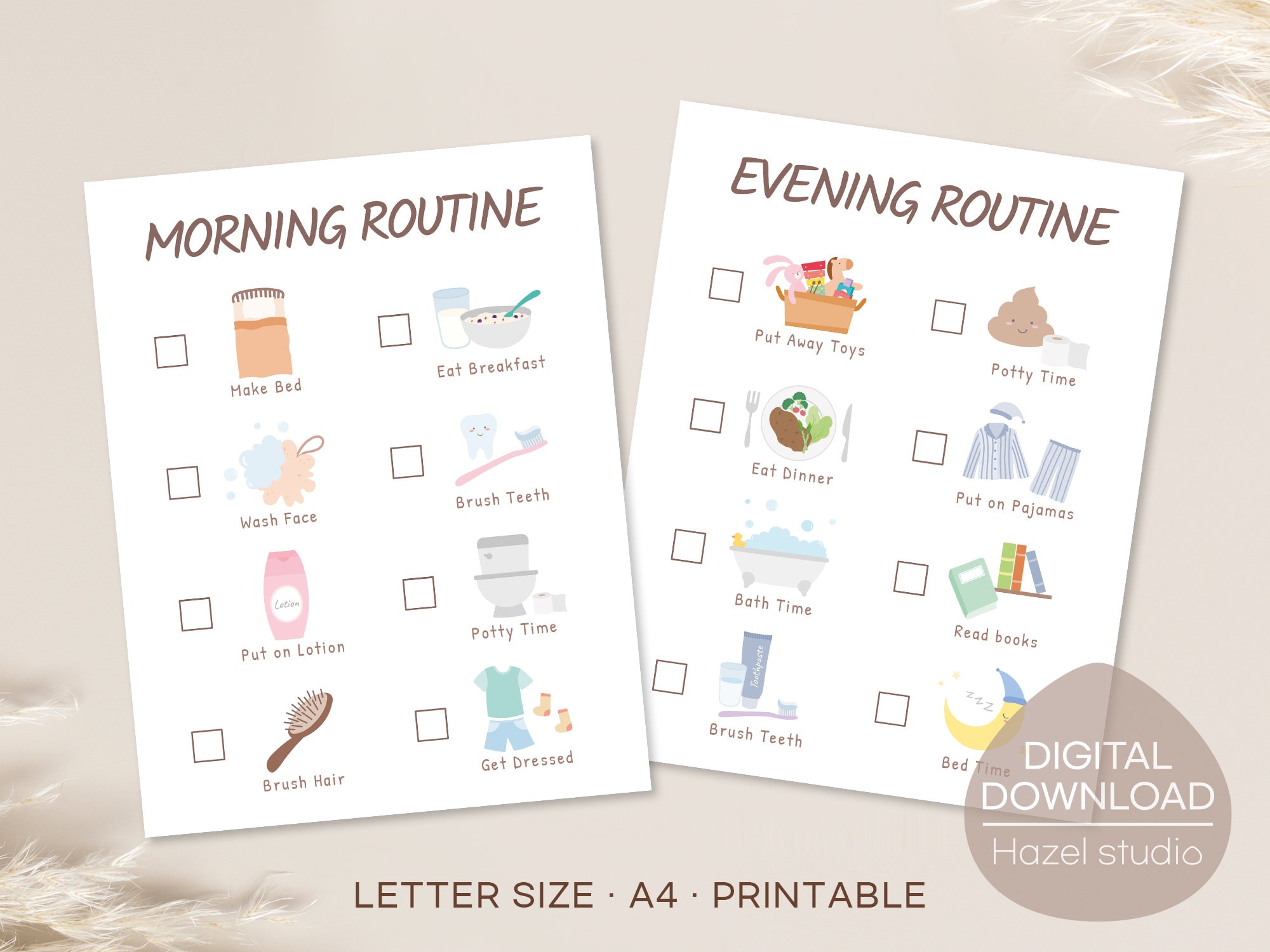 Kids Morning and Evening Routine Chart Toddler Daily Routine - Etsy