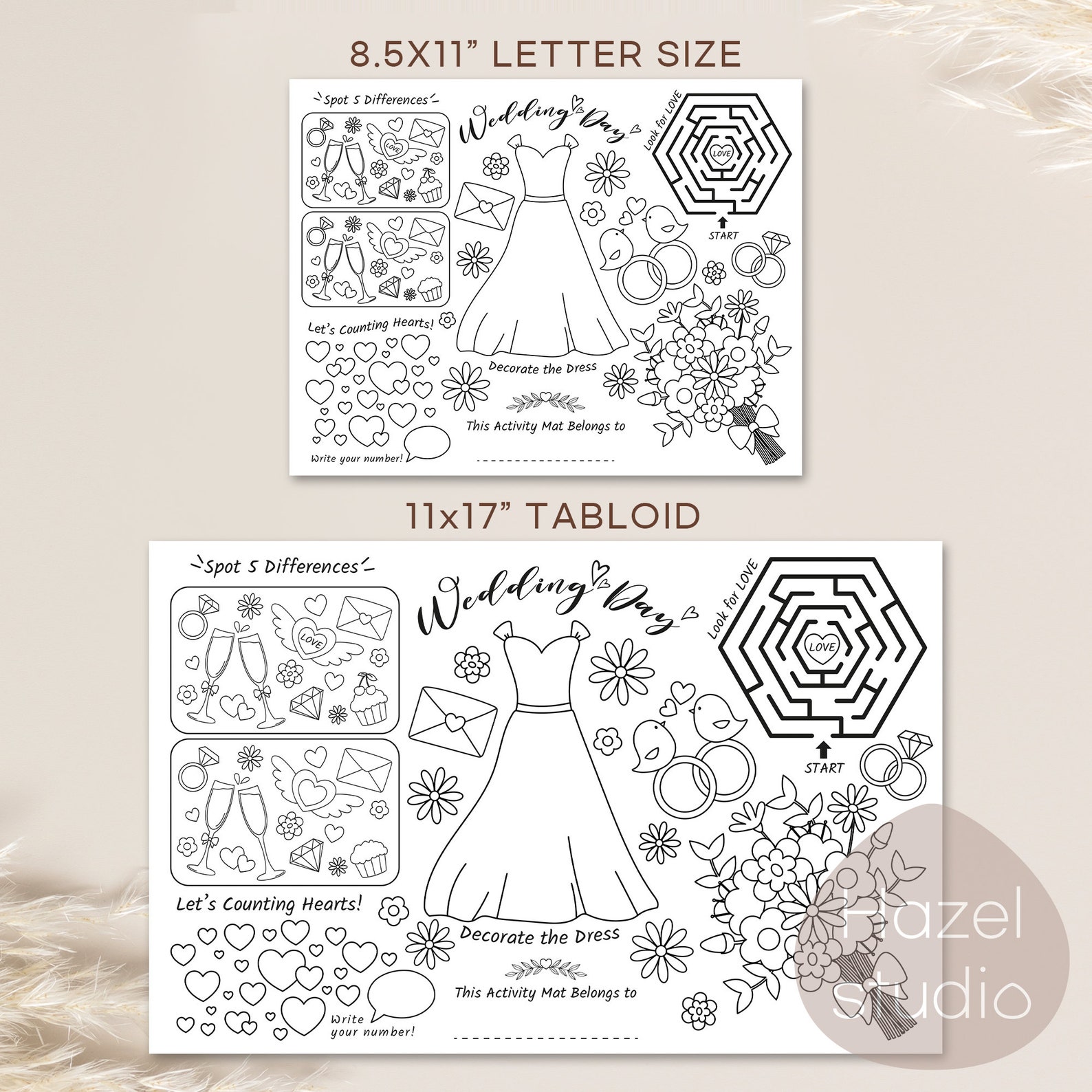 Kids Wedding Activity Mat Coloring&activity Placemat for - Etsy