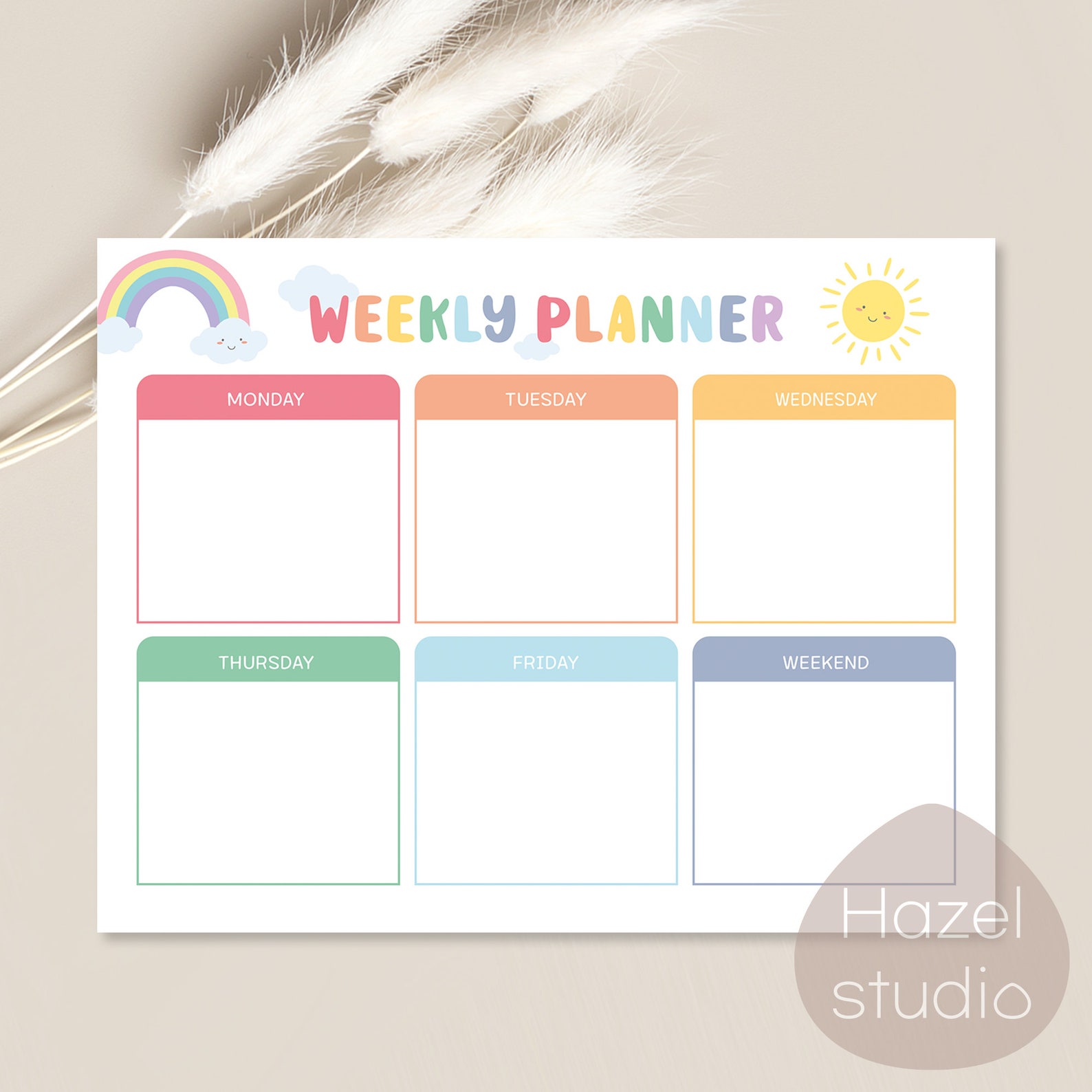 Kids Weekly Planner Rainbow Daily Planner Homeschool - Etsy