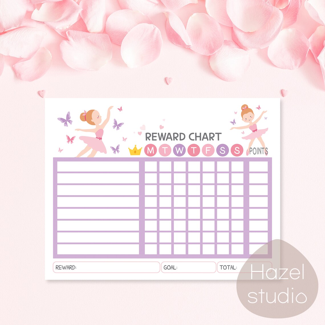 Ballerina Reward Chart Girl Weekly Behavior Chart Chore - Etsy