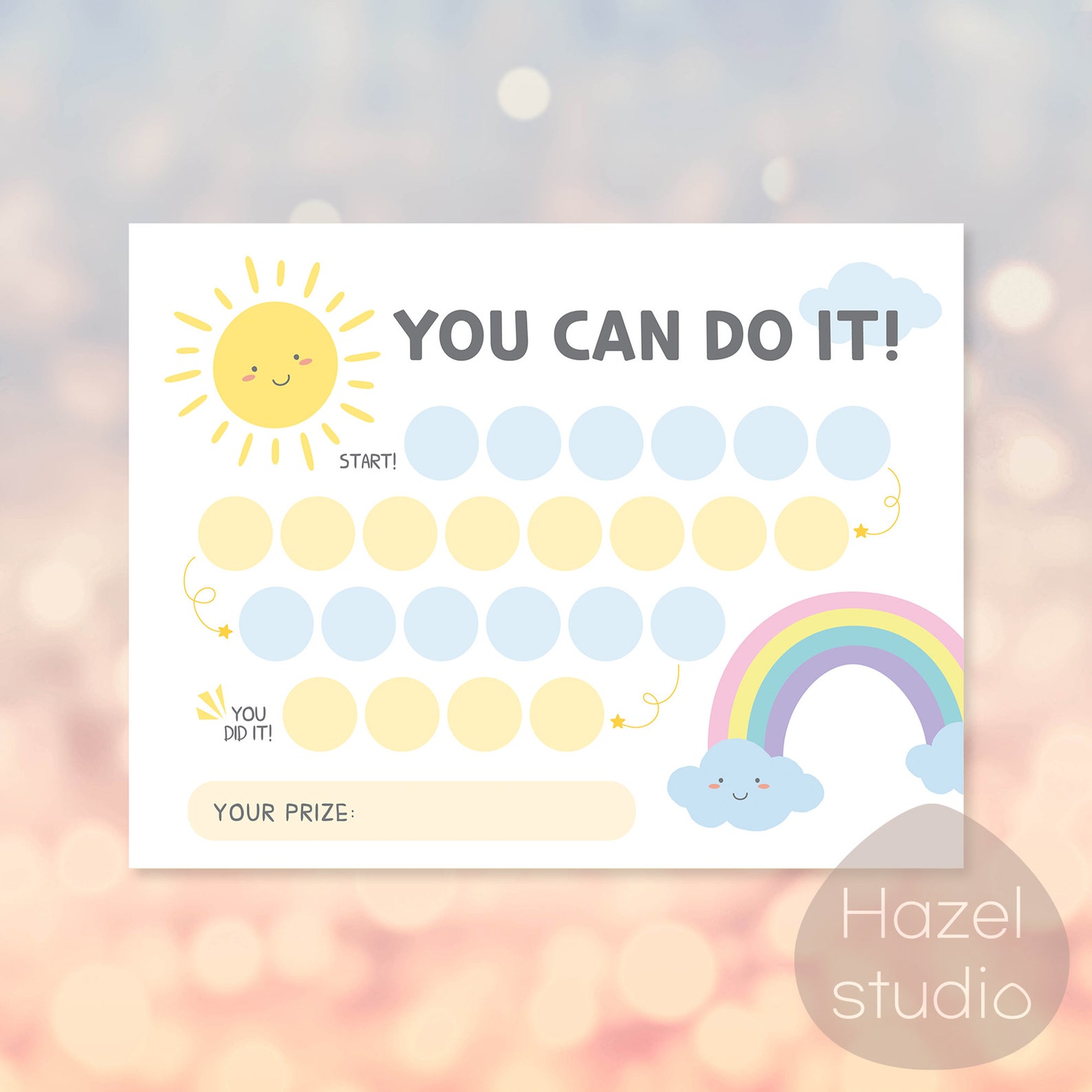 Rainbow Reward Chart: Sunshine Sticker Chore Chart (digital Download ...