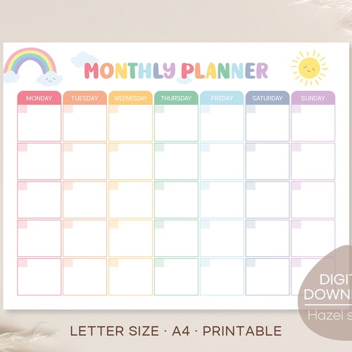 Kids Weekly Planner Rainbow Daily Planner Homeschool - Etsy