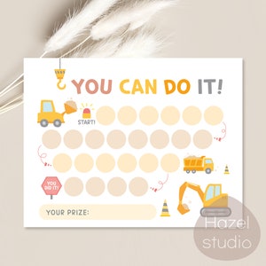 Construction Truck Reward Chart: Toddler Behavior Tracker (digital ...