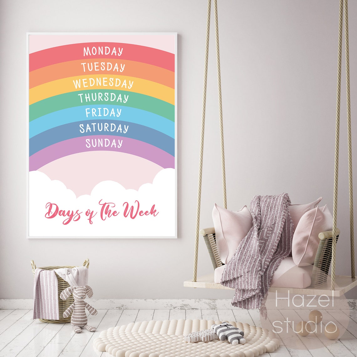 Days of the Week Poster Rainbow Print Montessori Homeschool | Etsy