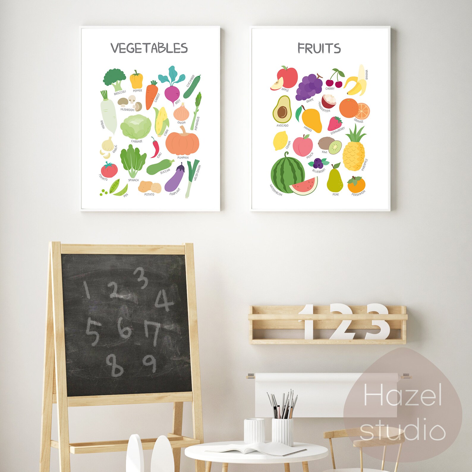 Educational Posters Set of 2 Vegetables Poster Fruits - Etsy