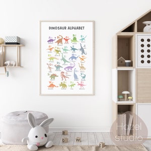 Dinosaur Alphabet Poster, ABC Poster, Montessori, Rainbow Alphabet ...
