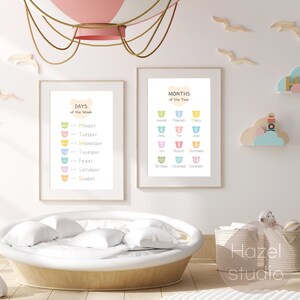 Classroom Posters Set of 2, Days of the Week, Months of the Year Poster ...