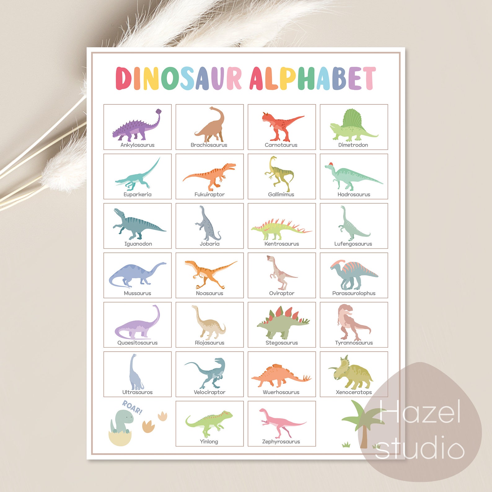 Dinosaur Alphabet Matching Game ABC Worksheet Phonics - Etsy