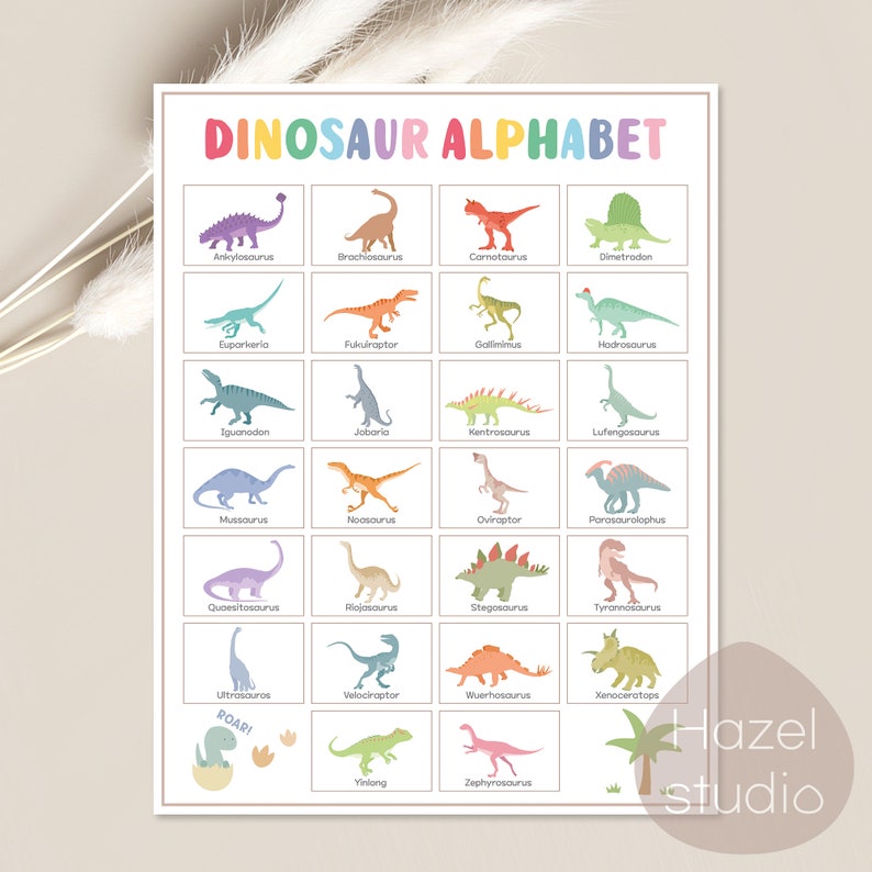 Dinosaur Alphabet Matching Game ABC Worksheet Phonics | Etsy