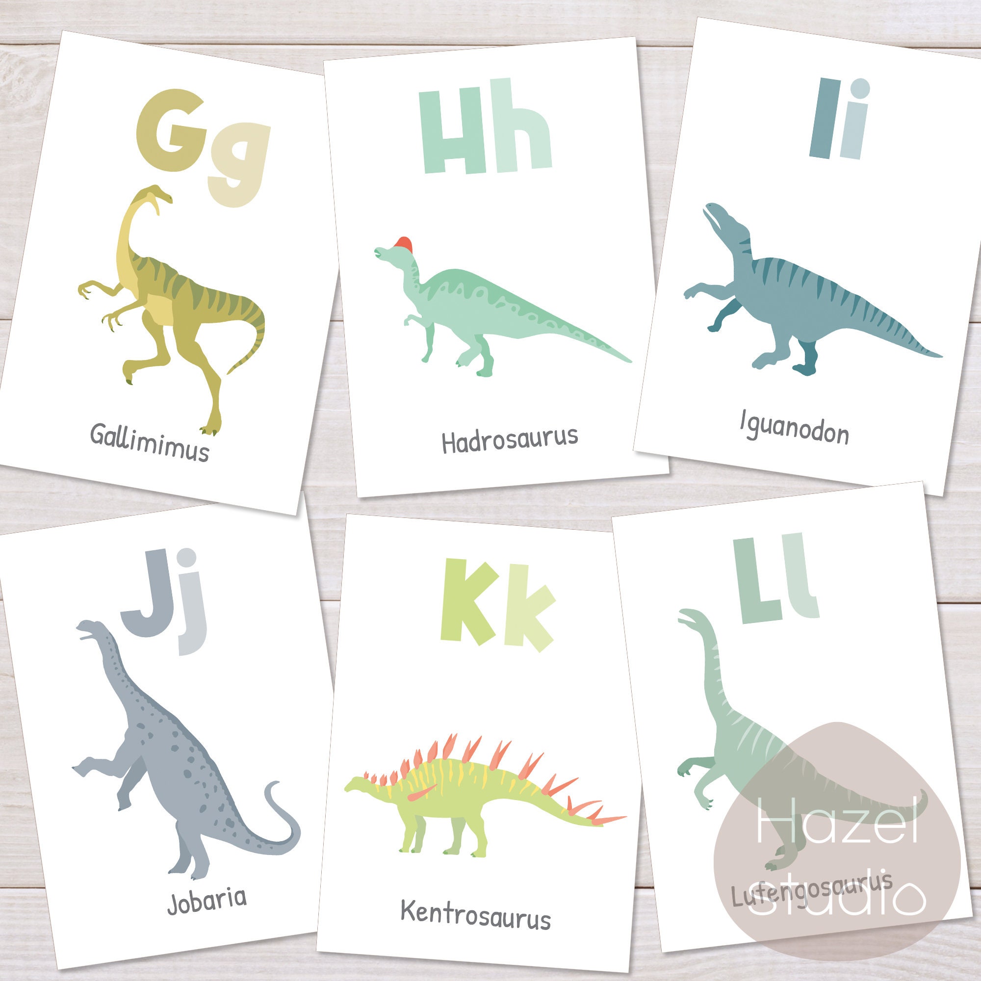 Alphabet Flash Cards Dinosaur ABC Cards Montessori | Etsy
