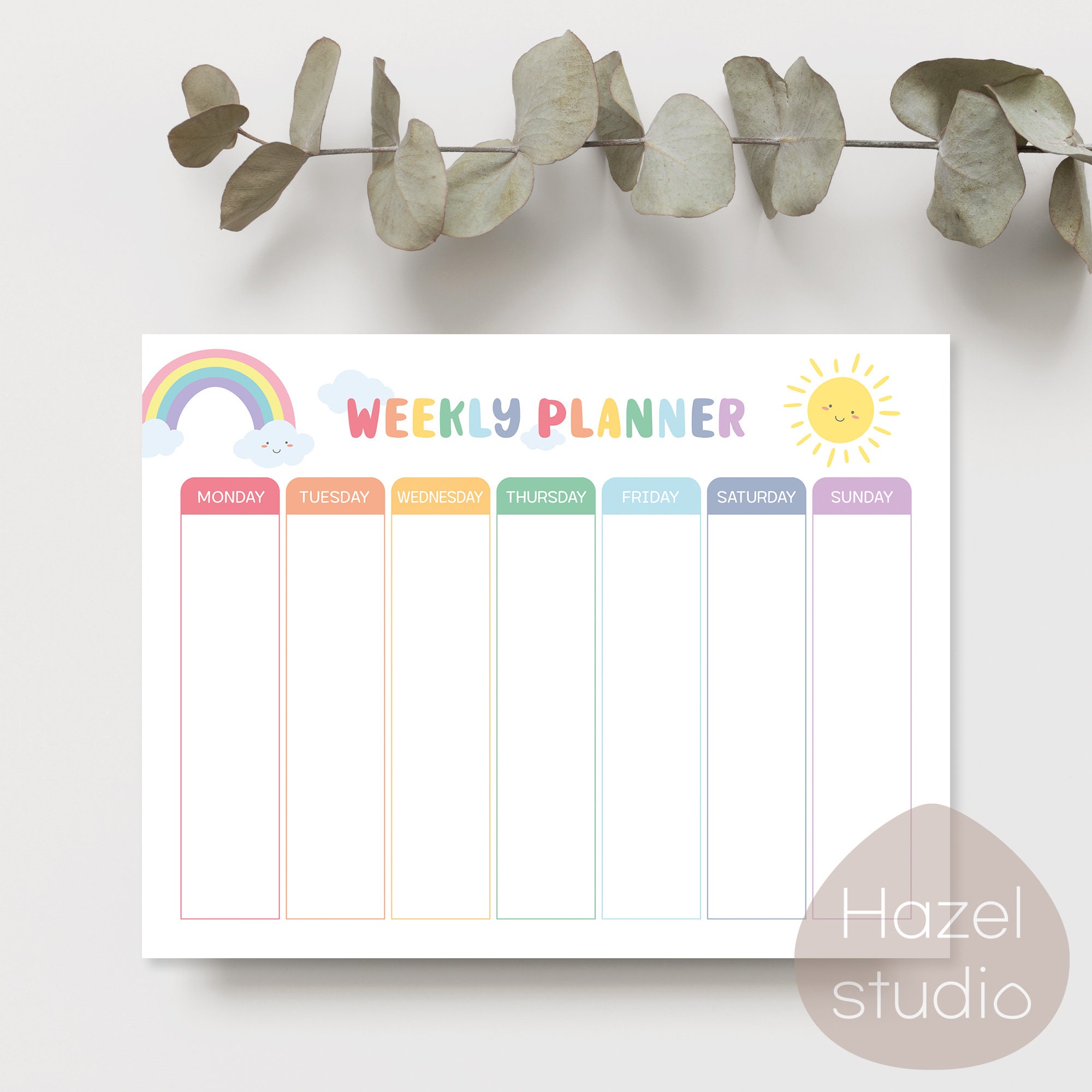 Kids Weekly Planner Rainbow Daily Planner Homeschool - Etsy
