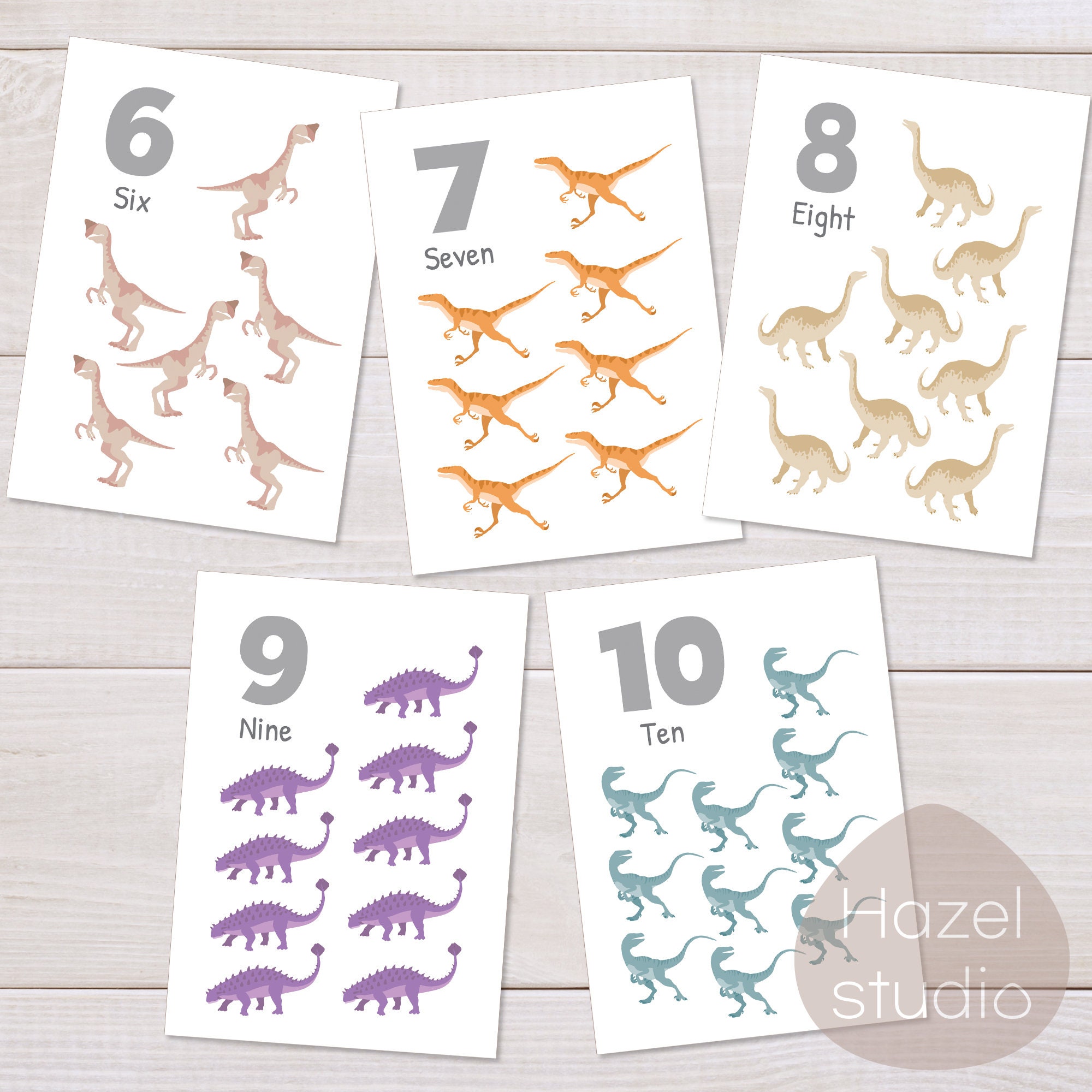 Number Flash Cards Dinosaur Number Cards Montessori - Etsy