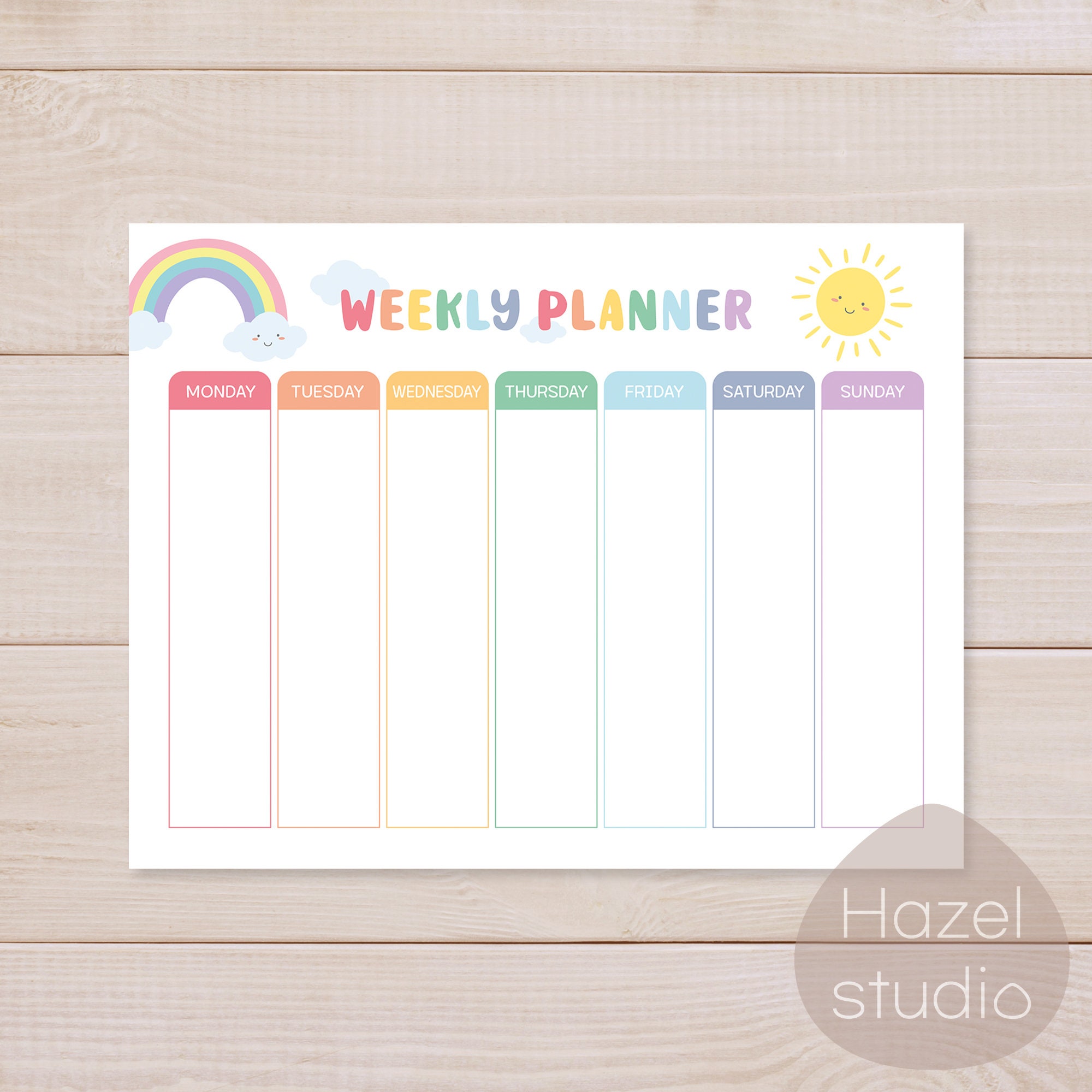 Kids Weekly Planner Rainbow Daily Planner Homeschool - Etsy