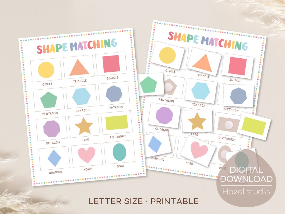 Shape Matching Game, Geometric Shapes Activity, Shape Learning Binder ...