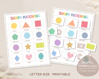 Shape Matching Game Geometric Shapes Activity Shape Learning - Etsy