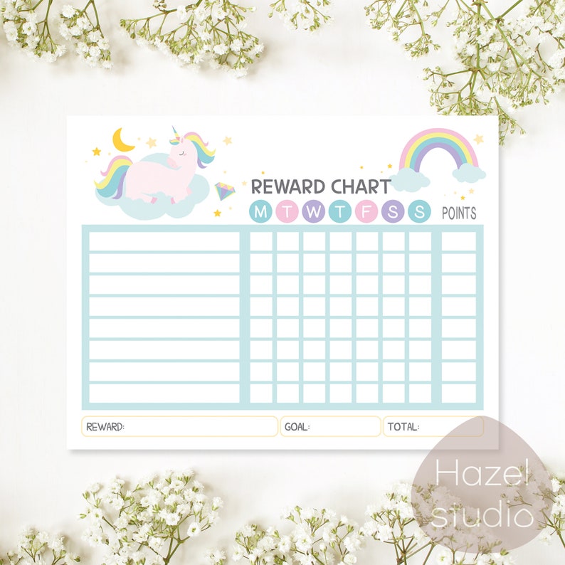 Unicorn Reward Chart Rainbow Behavior Chart Weekly Chore | Etsy