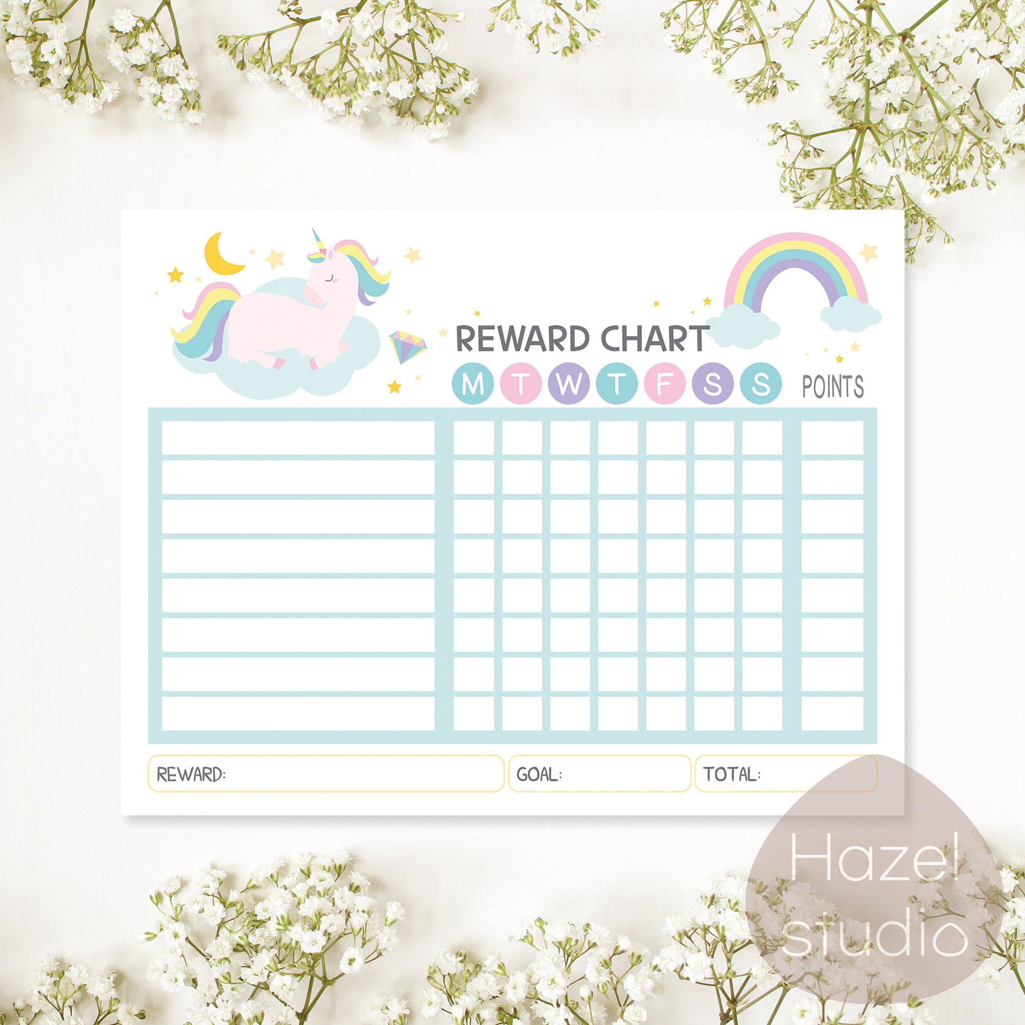 Unicorn Reward Chart Rainbow Behavior Chart Weekly Chore - Etsy