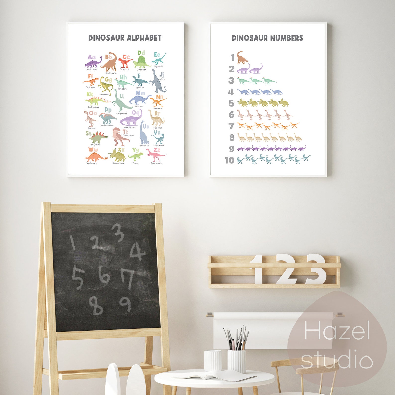 Educational Posters Set of 2 Dinosaur Alphabet Numbers - Etsy