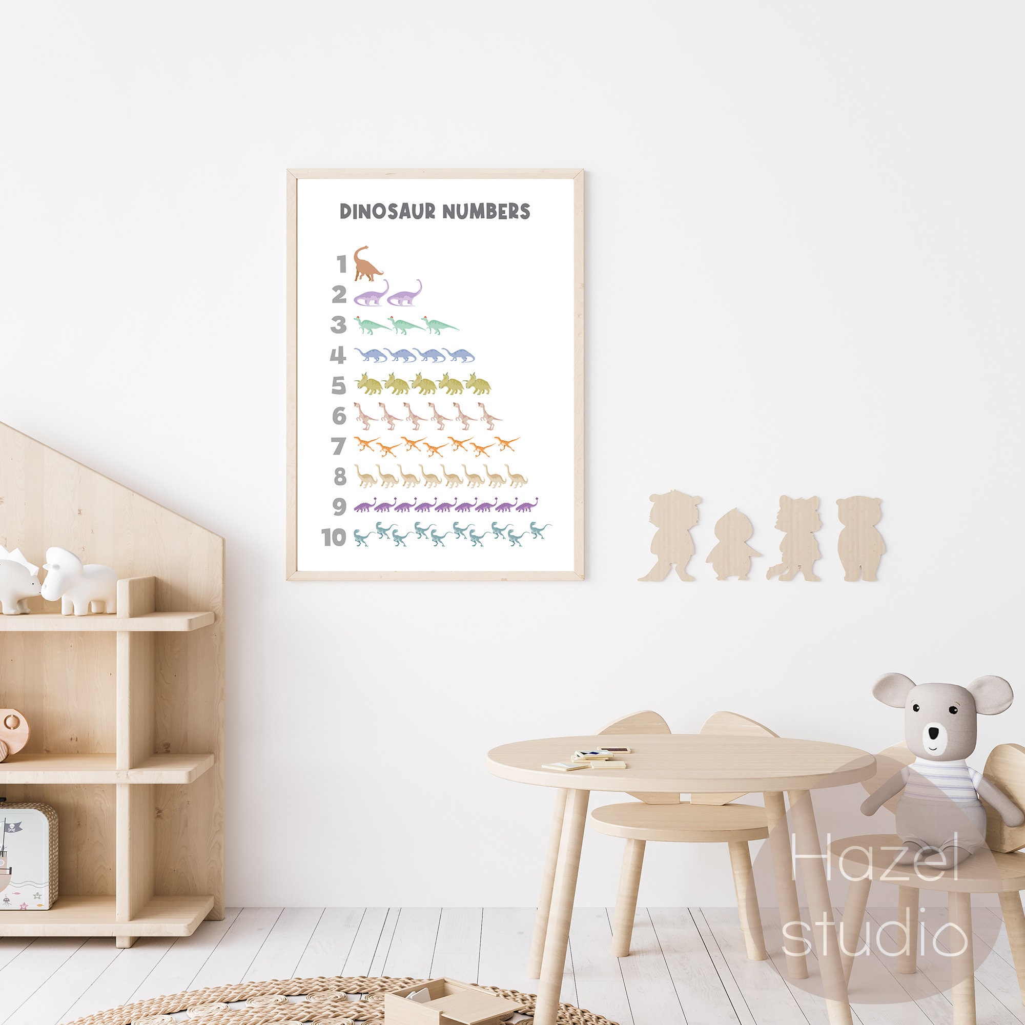 Dinosaur Numbers Poster 123 Poster Home School Montessori - Etsy