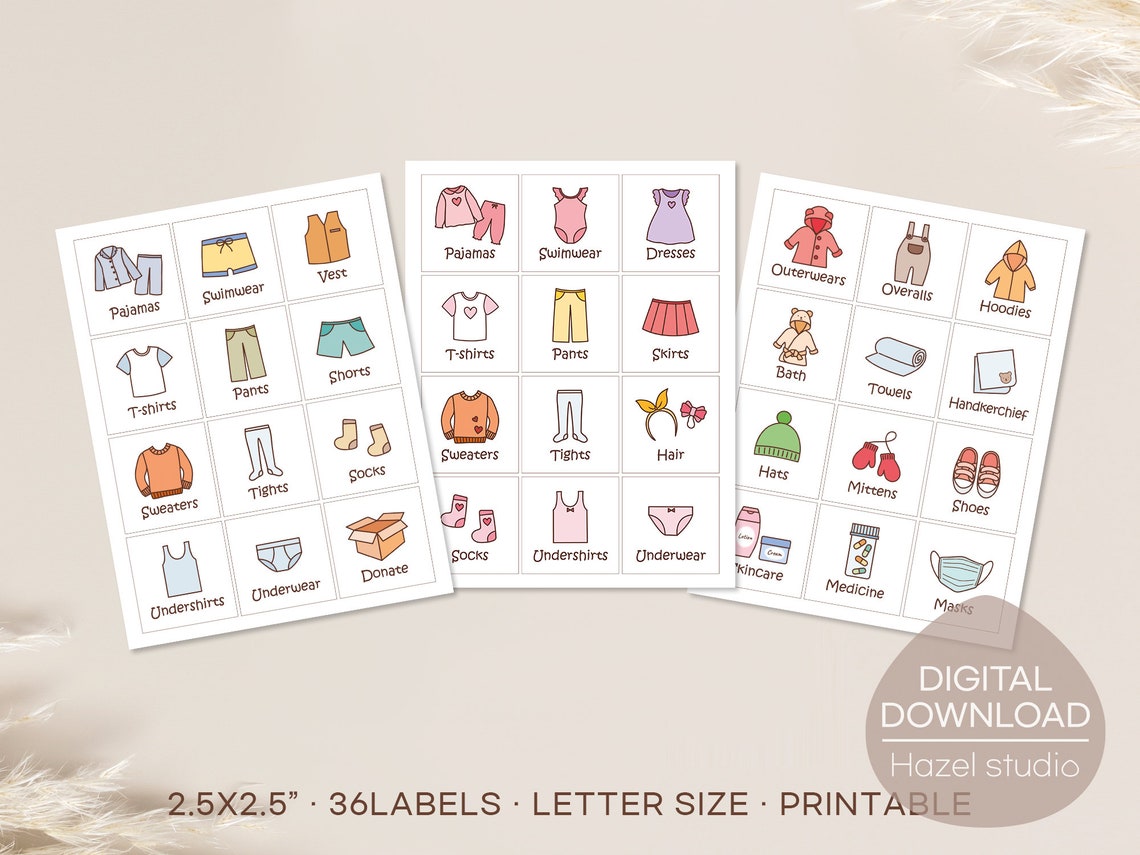 Kids Dresser Drawer Labels Kids Closet Storage Stickers | Etsy