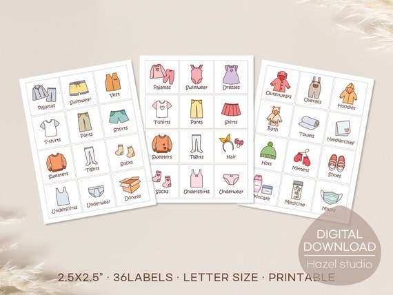 Kids Dresser Drawer Labels Kids Closet Storage Stickers | Etsy