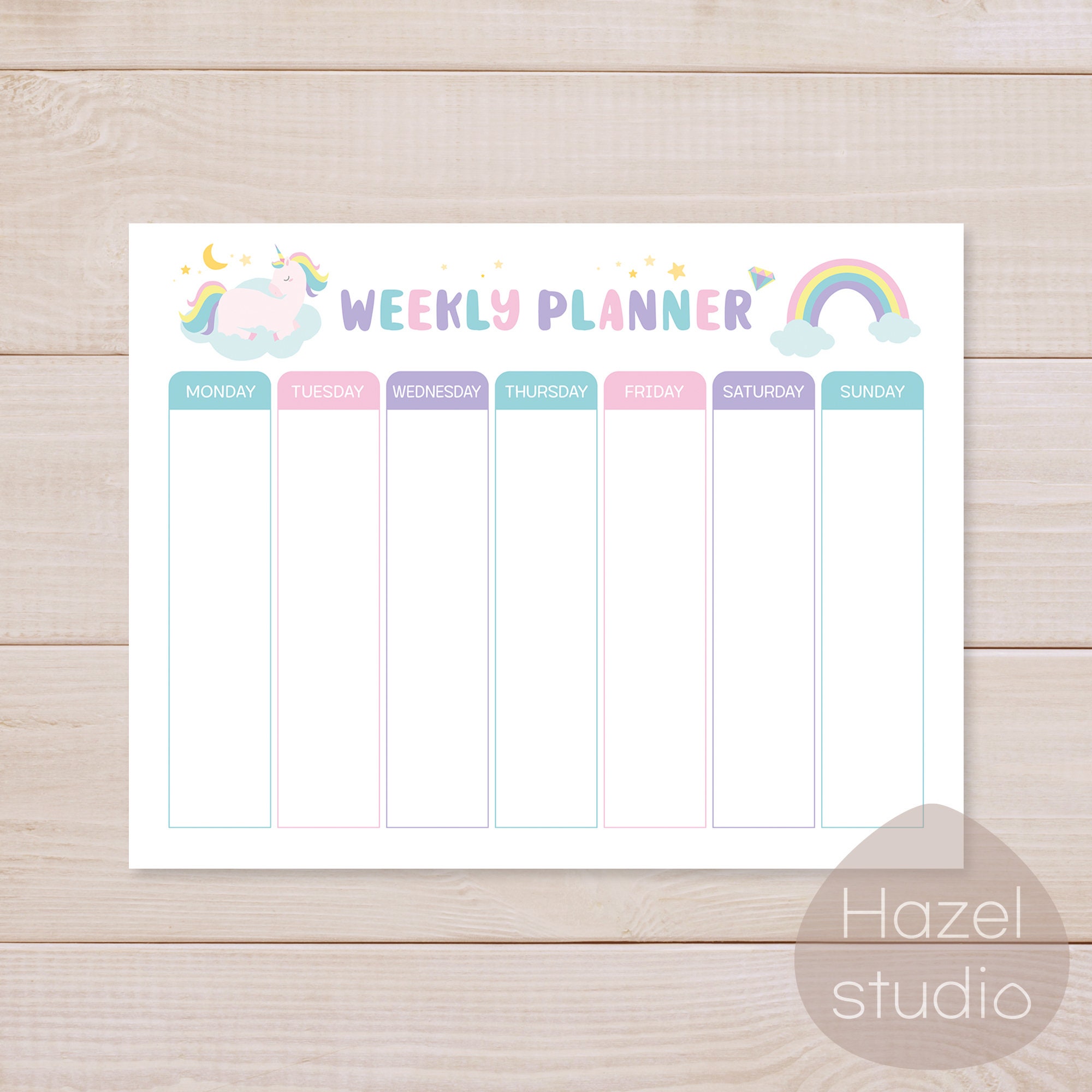 Kids Weekly Planner Unicorn Daily Planner Homeschool | Etsy
