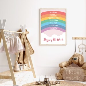 Days of the Week Poster, Rainbow Print, Montessori Homeschool ...