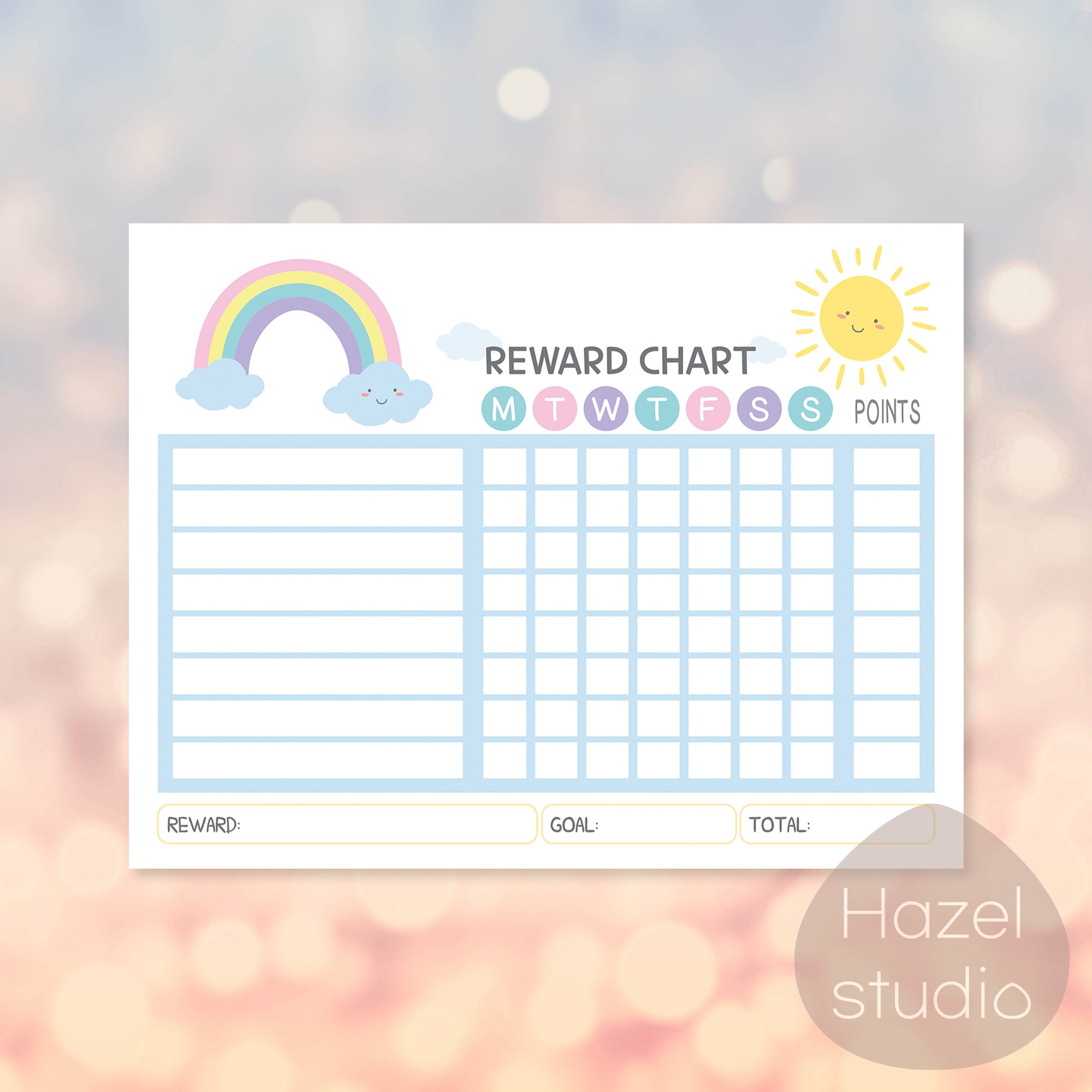 Rainbow Reward Chart Sunshine Weekly Chore Chart Sticker - Etsy