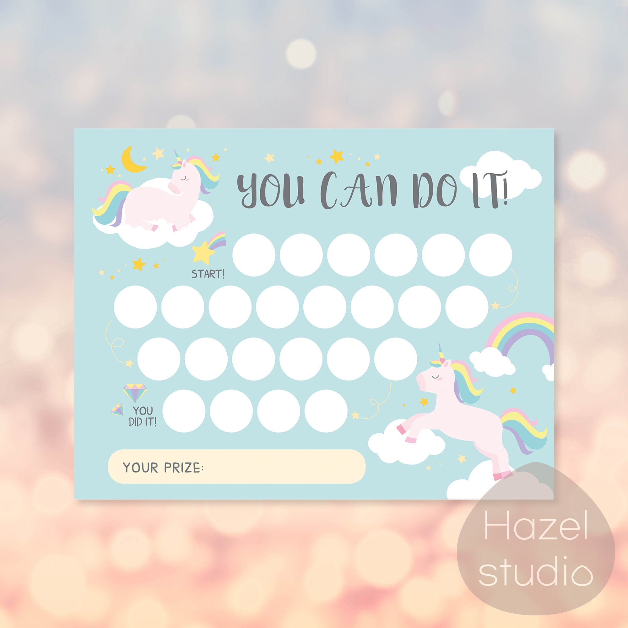 Unicorn Reward Chart: Rainbow Behavior & Chore Tracker (digital ...