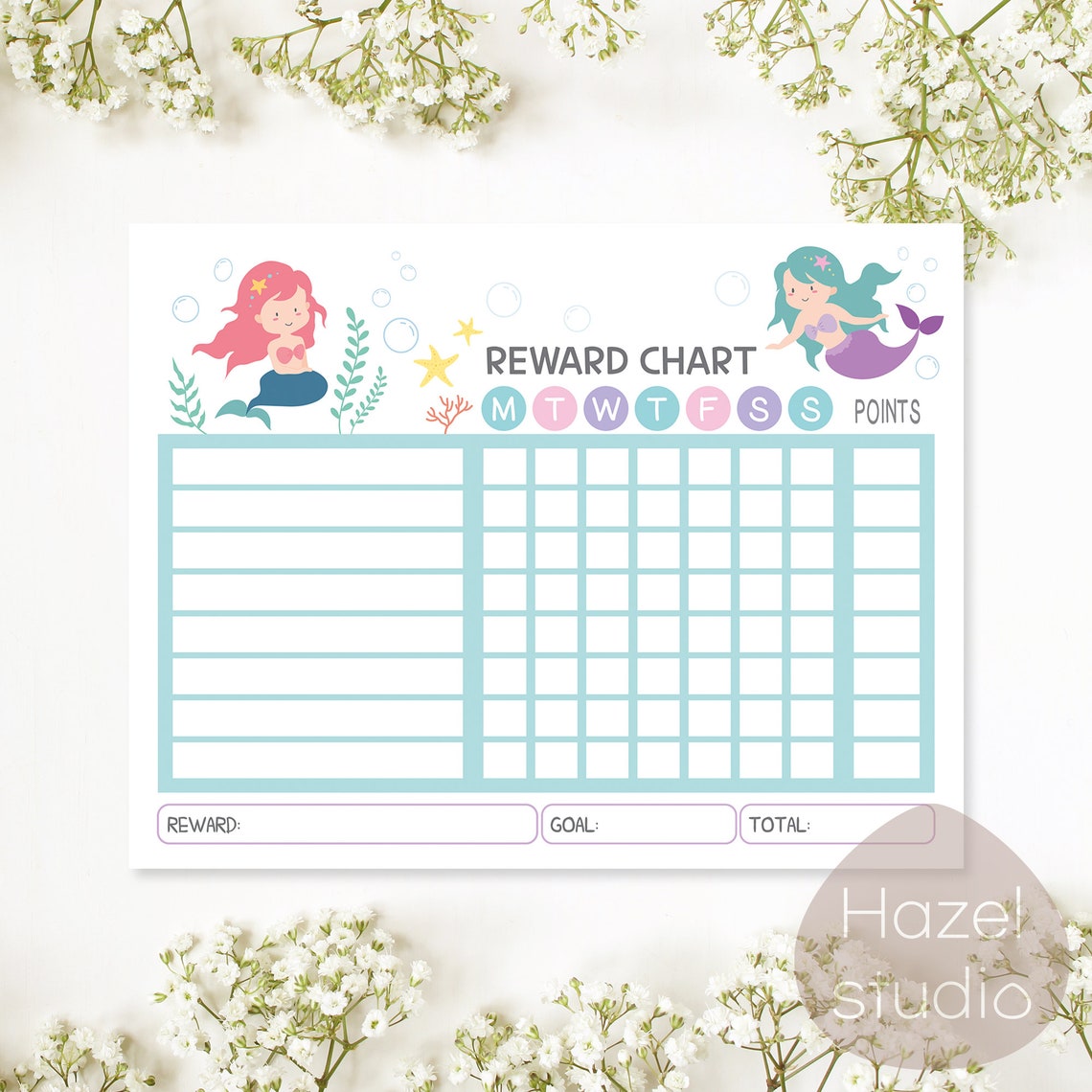 Mermaid Reward Chart Girl Weekly Behavior Chart Toddler - Etsy