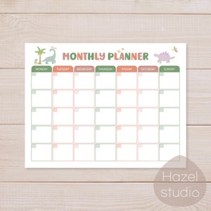 Kids Monthly Planner, Dinosaur Planner, Boy Daily Planner, Homeschool ...