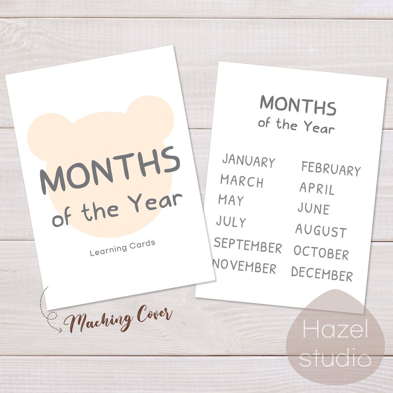 Months of the Year Flash Cards Learning Cards Montessori - Etsy