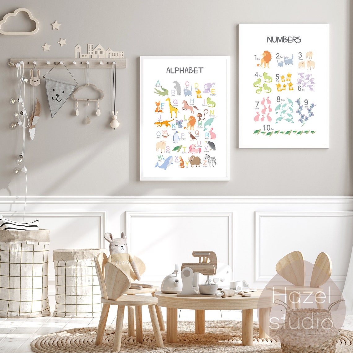 Educational Posters Set of 2 Alphabet Numbers Prints - Etsy