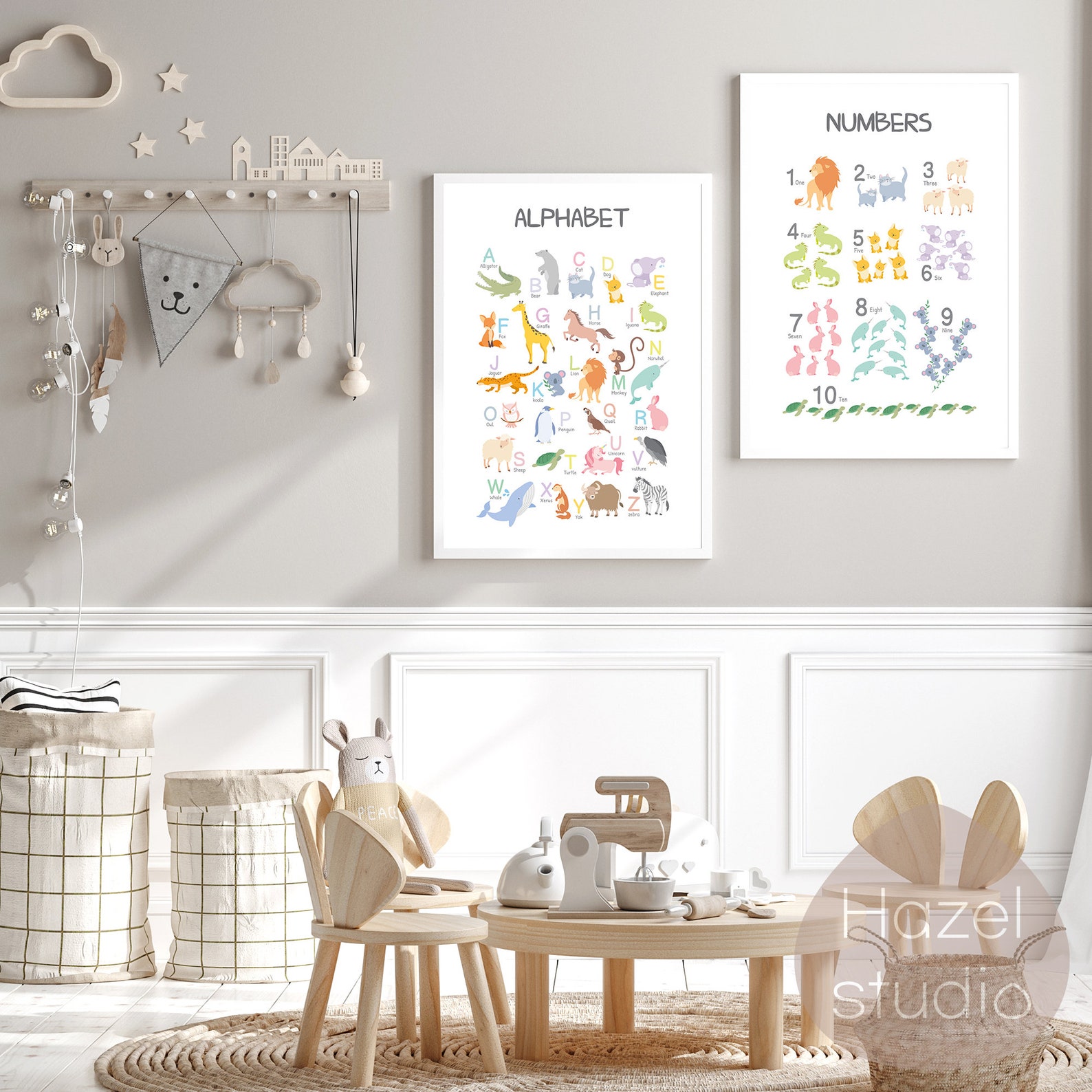 Educational Posters Set of 2 Alphabet Numbers Prints - Etsy