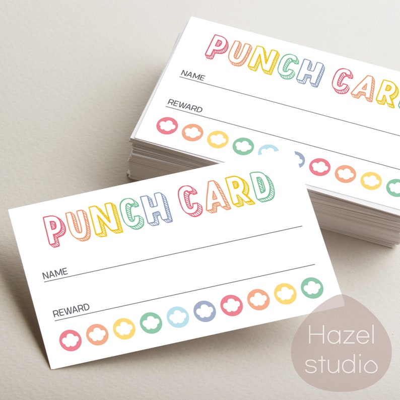 Reward Punch Card Rainbow Punch Card Classroom Incentive - Etsy